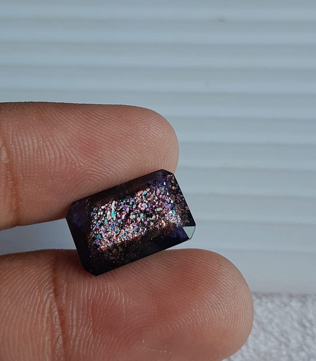 Multi Colors Sparklings Bloodshot Lolite Sunstone 6.55 Cts. 10X15 100% ...