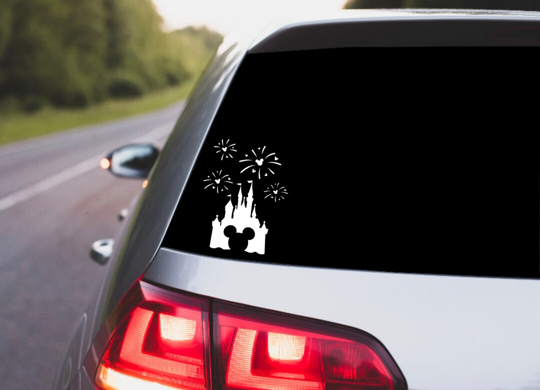 Disney Castle With Mickey Head and Fireworks Car Window Vinyl Decal ...