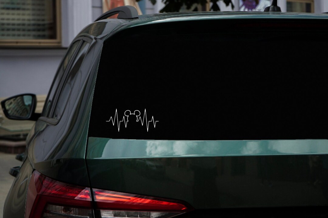 Mickey Head EKG Heartbeat Vinyl Car Window Decal - Etsy