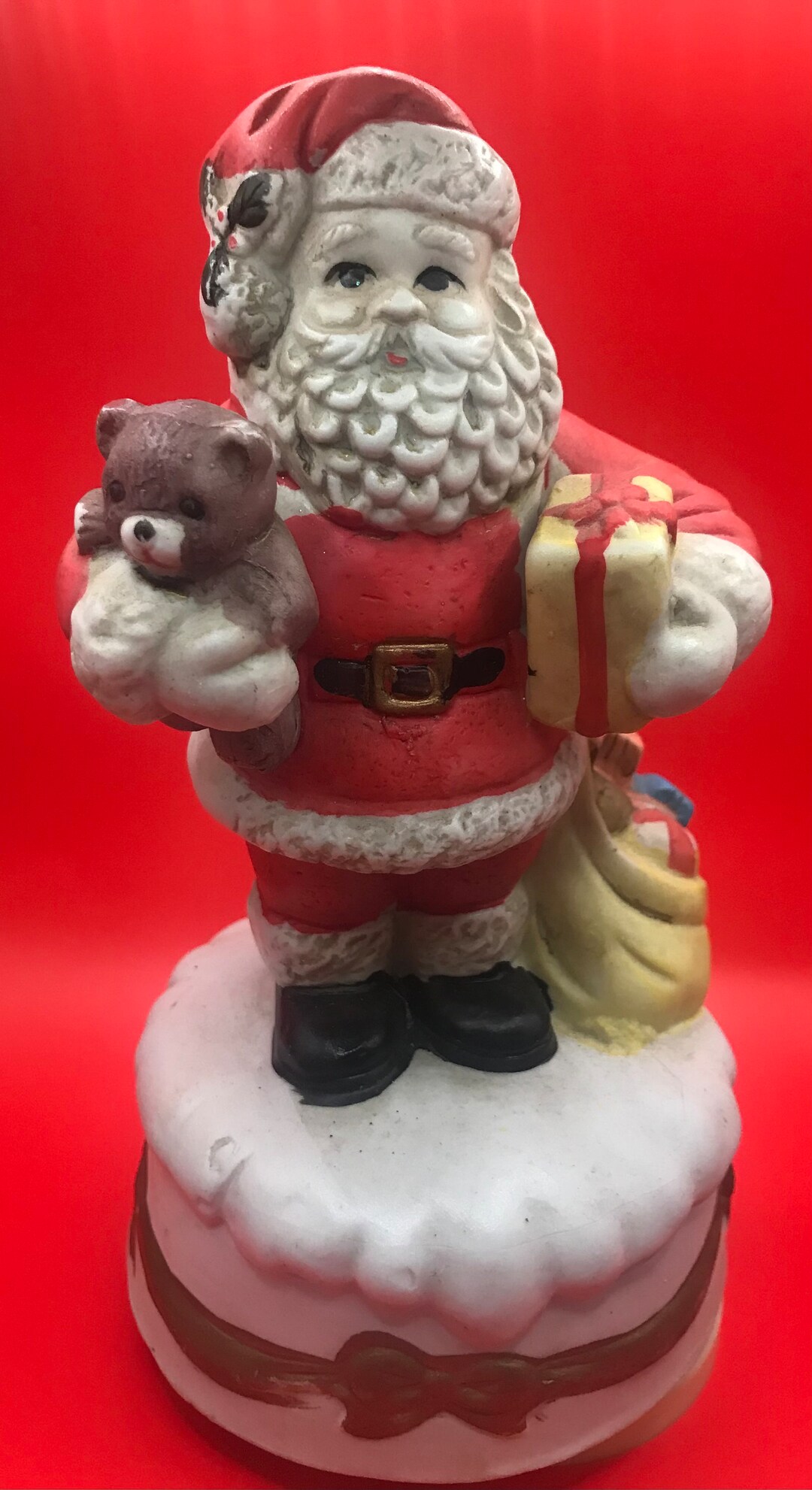 Vintage Musical Santa Claus Figurine - Etsy