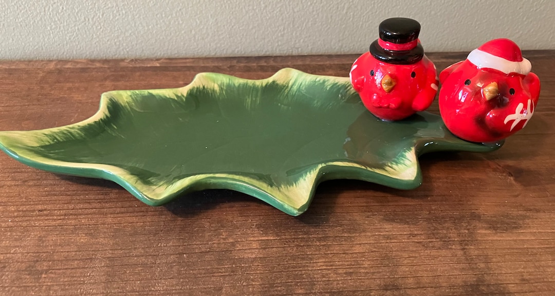 Vintage Holiday Cardinal Candy Dish With Leaf - Etsy