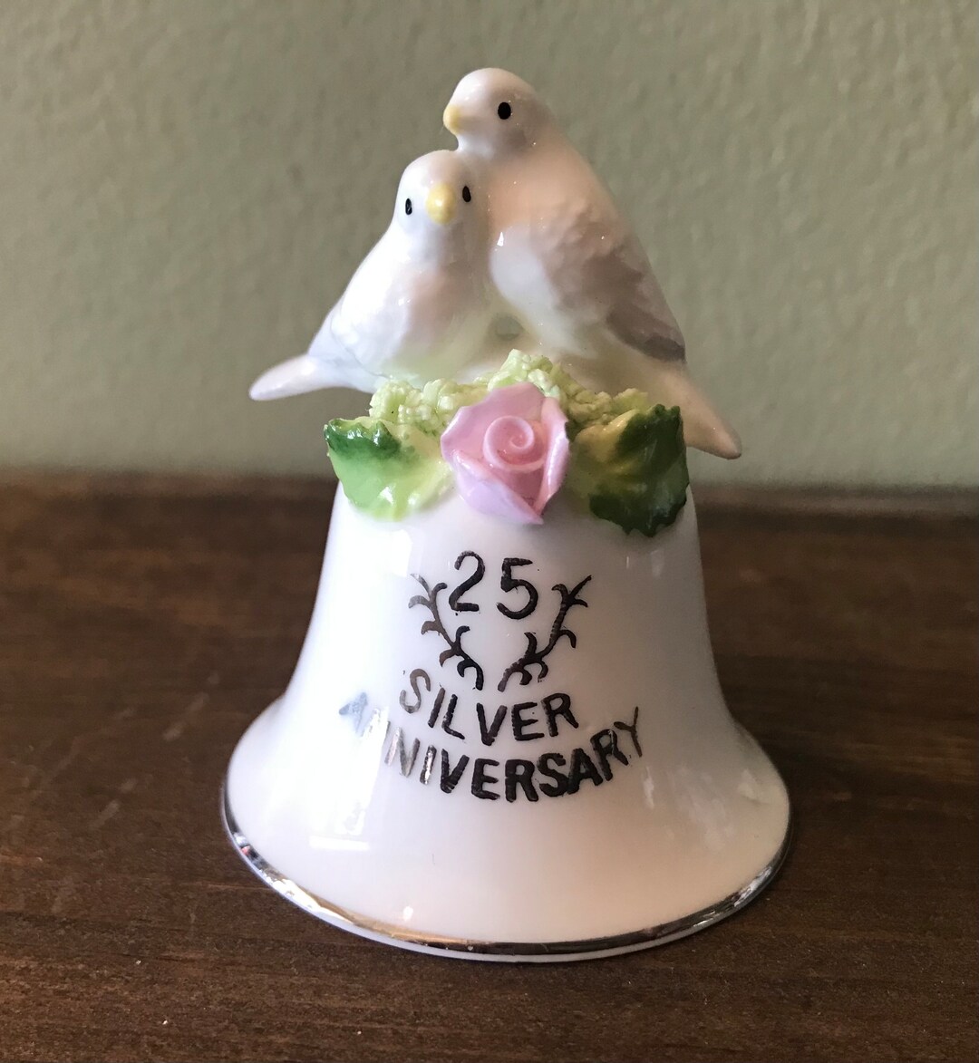 Vintage Small 25th Anniversary Bell With Doves - Etsy
