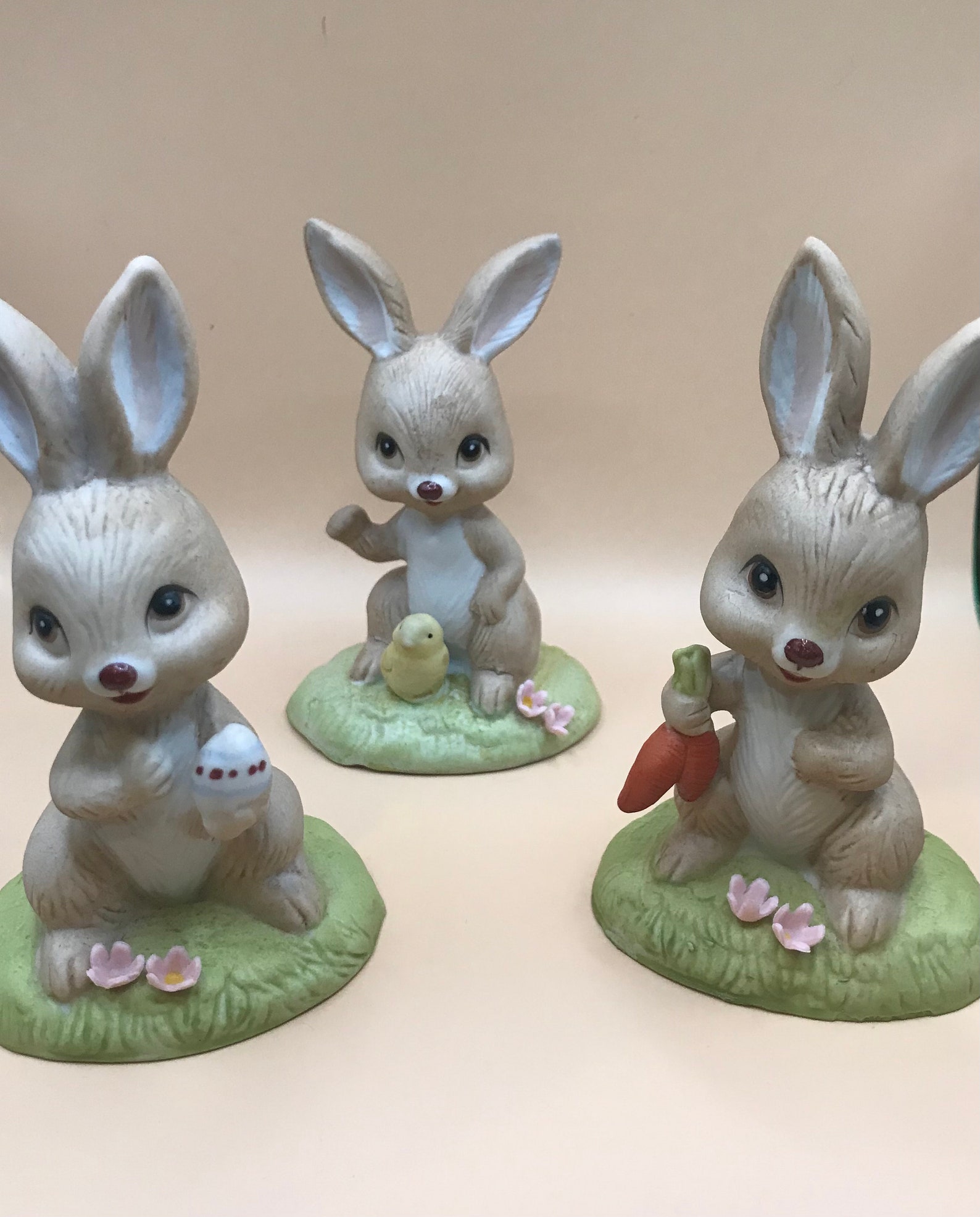 Vintage Set of Easter Bunny Figurines - Etsy