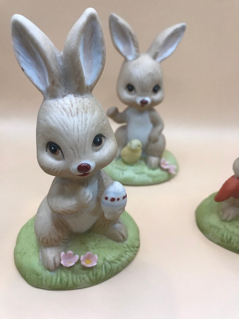 Vintage Set of Easter Bunny Figurines - Etsy