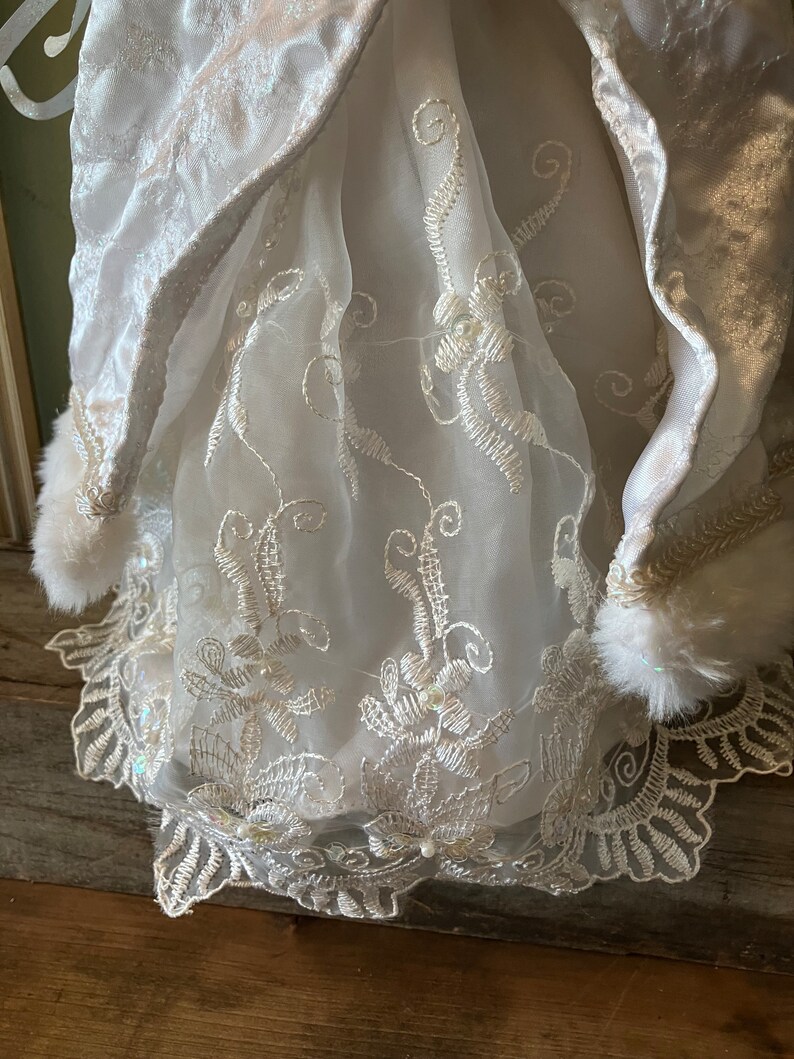 Vintage 17 White Beaded and Fur Angel Tree Topper - Etsy