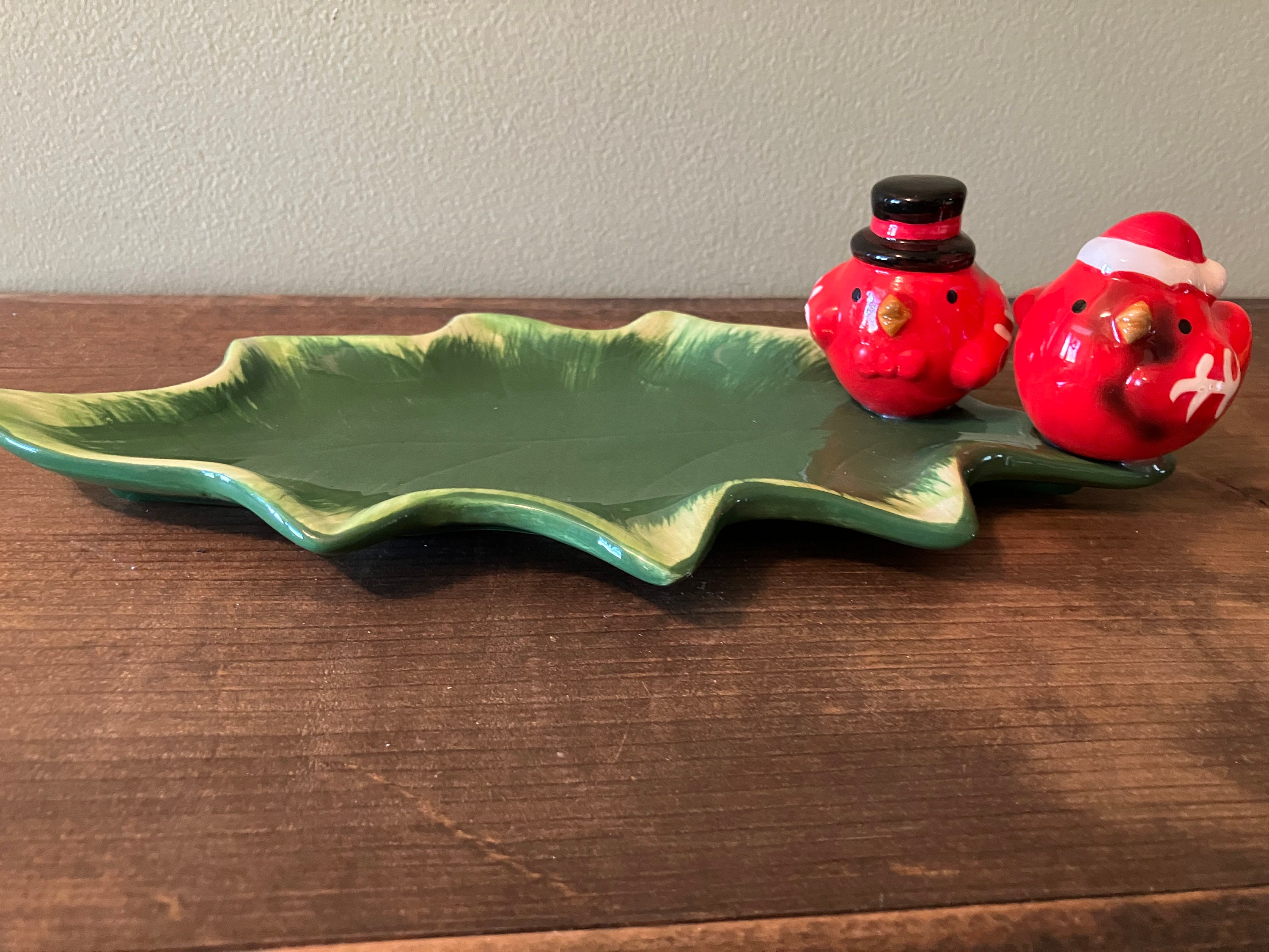Vintage Holiday Cardinal Candy Dish With Leaf - Etsy