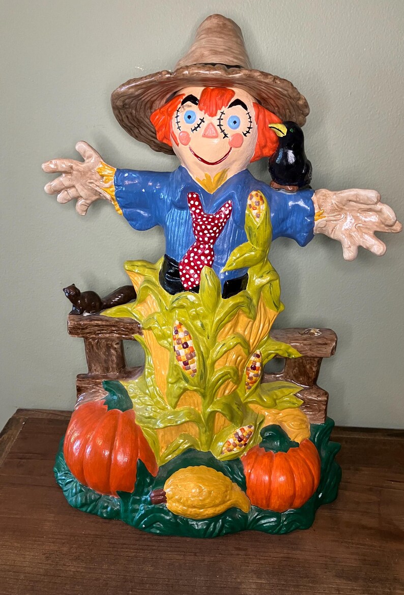 1977 Handpainted Ceramic Scarecrow With Removeable Hat - Etsy