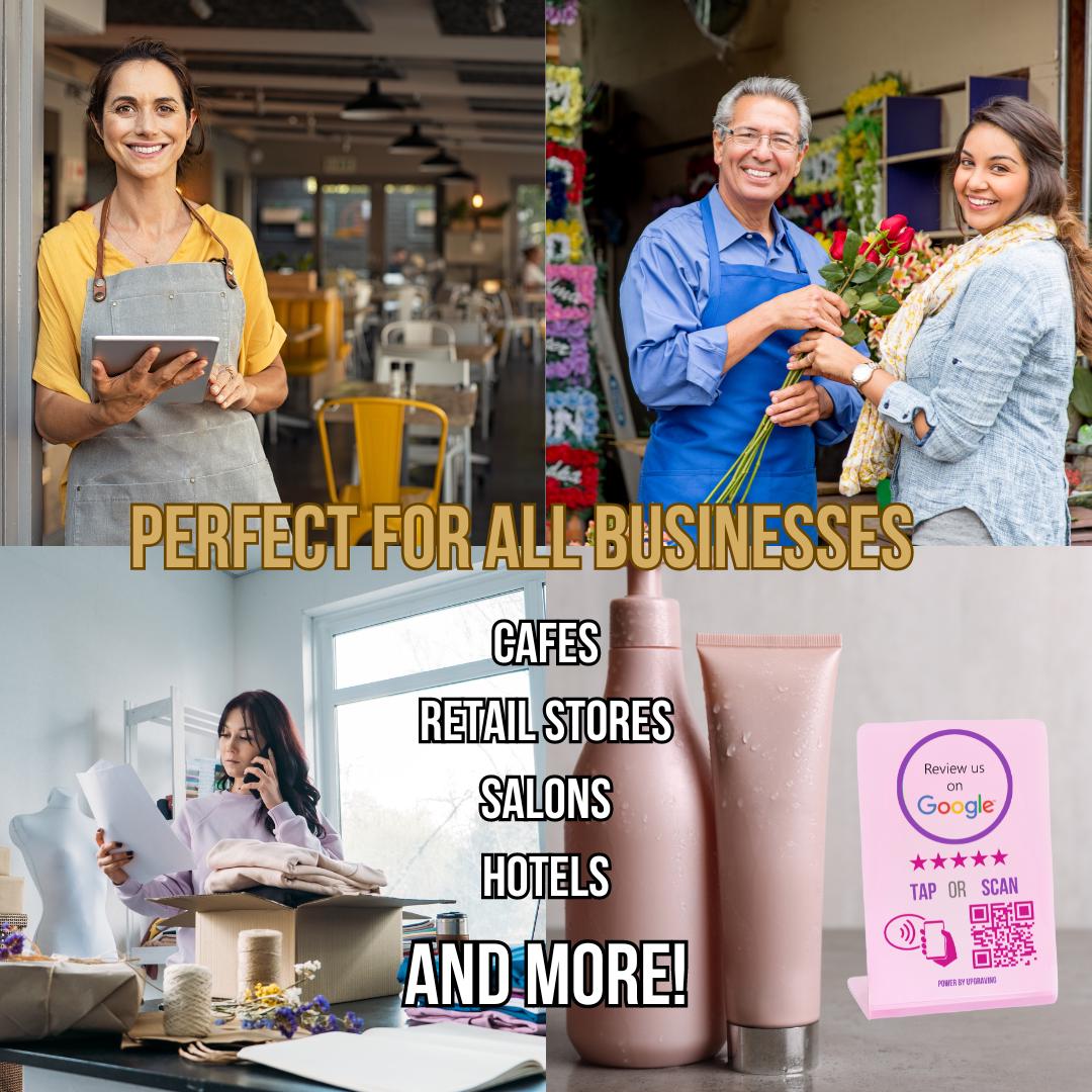 Google Review Stand Pink With QR Code for Instant Customer Feedback tap ...