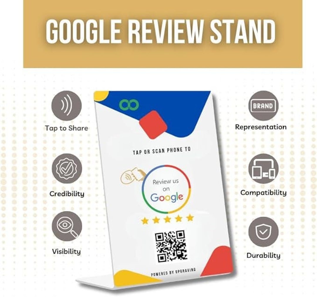 NFC Google Review Stand With QR Code Instant Digital Customer Feedback ...