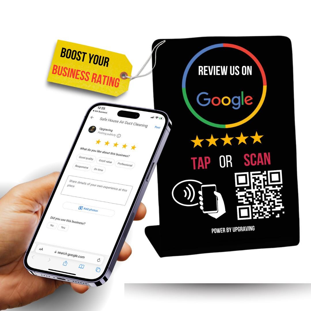 Google Review Stand Black With QR Code for Instant Customer Feedback ...