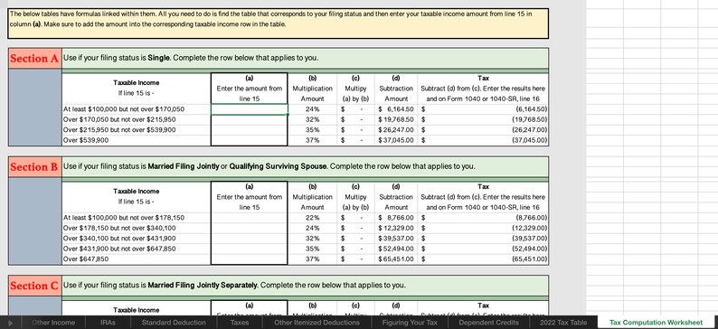 2022 Tax Calculator, Planner, and Guideline Cheat Sheet | Easy-to-read ...