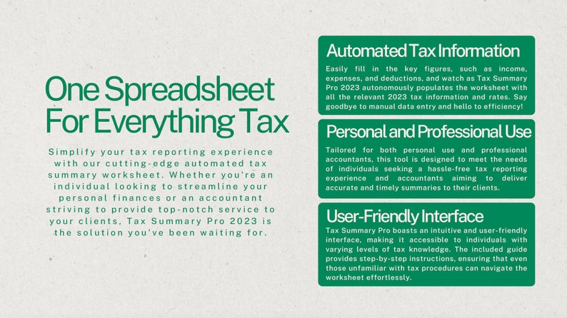 2023 Tax Pro Summary Worksheet - Etsy