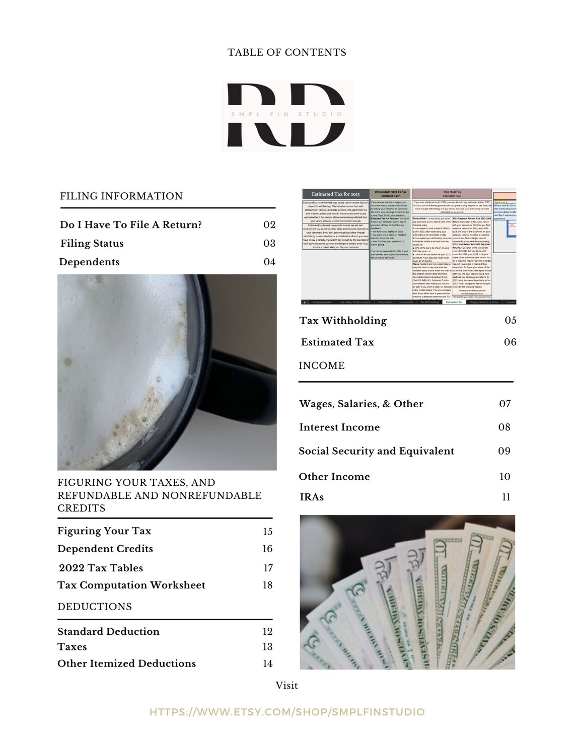 2022 Tax Calculator, Planner, and Guideline Cheat Sheet | Easy-to-read ...