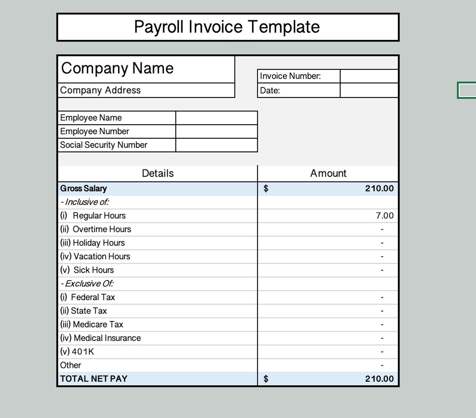 Automated Payroll Calculator | Payroll Invoice Template | Payroll Excel Spreadsheet | Employee ...