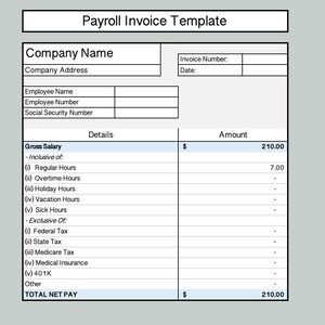 Automated Payroll Calculator | Payroll Invoice Template | Payroll Excel ...