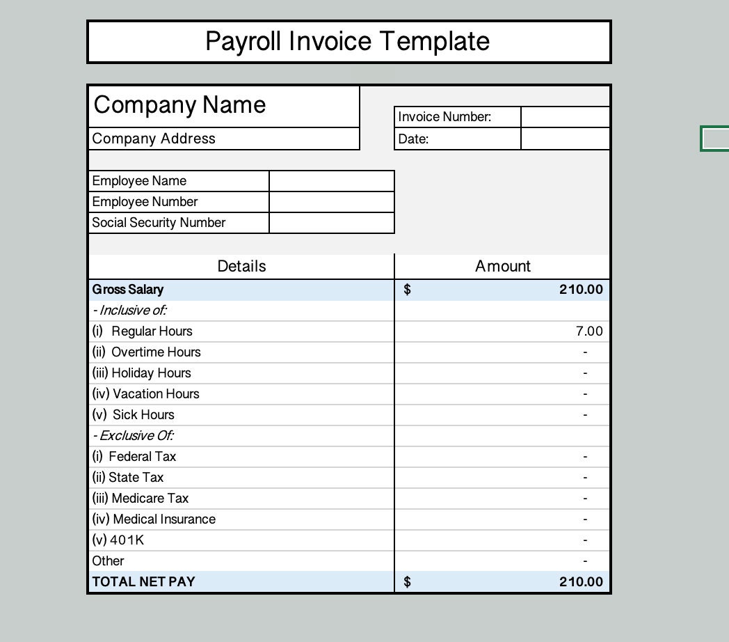 Automated Payroll Calculator | Payroll Invoice Template | Payroll Excel ...