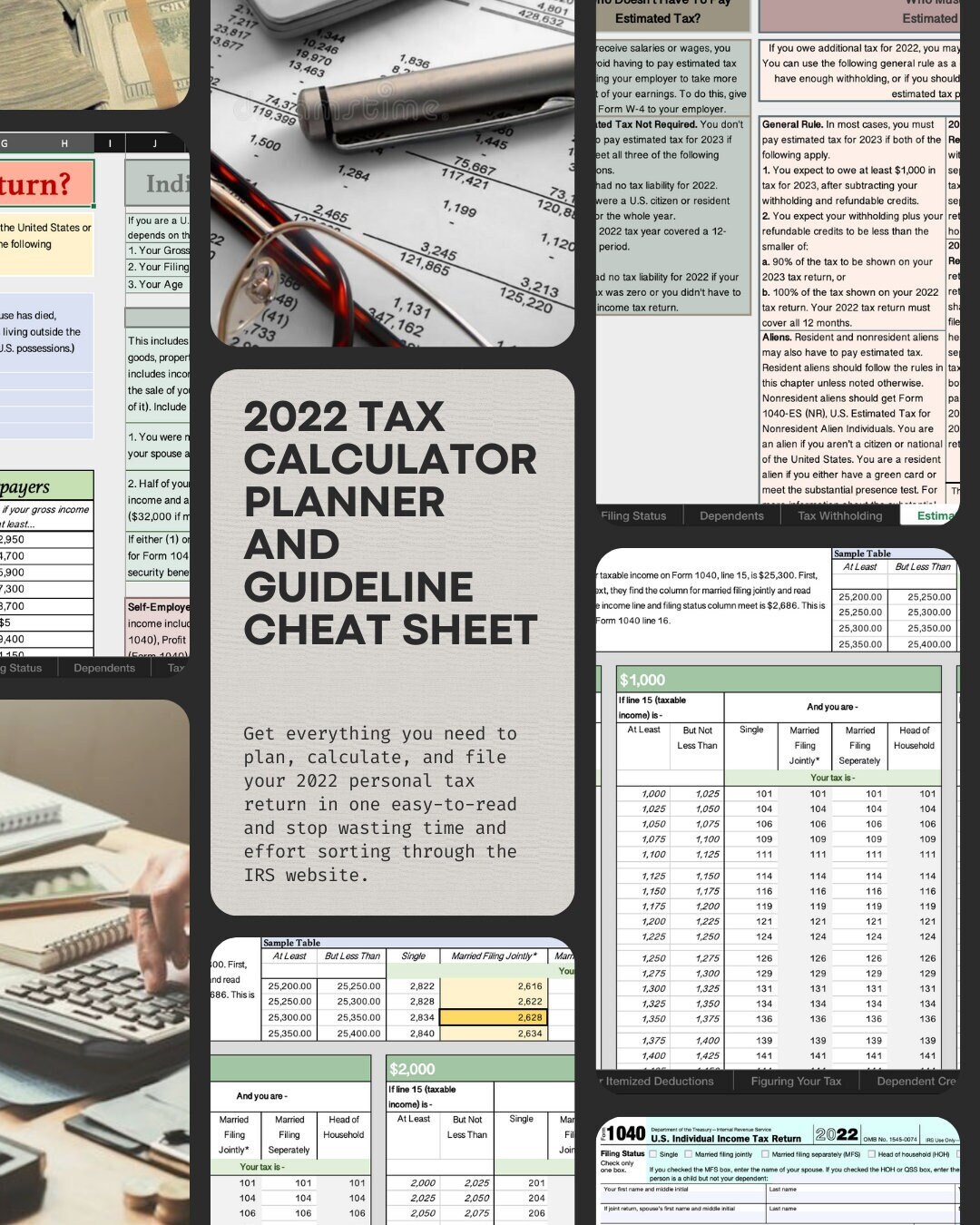 2022 Tax Calculator, Planner, and Guideline Cheat Sheet | Easy-to-read ...