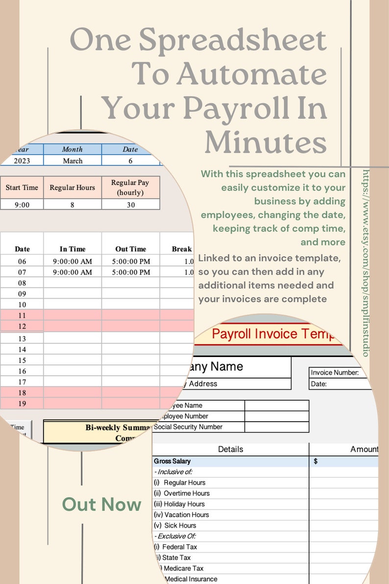Automated Payroll Calculator | Payroll Invoice Template | Payroll Excel Spreadsheet | Employee ...