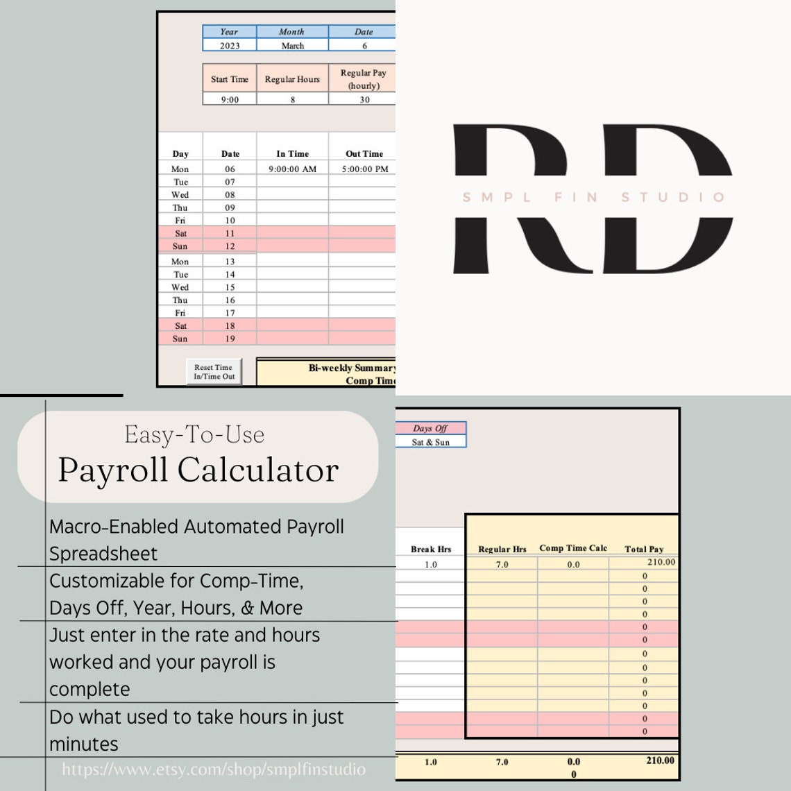 Automated Payroll Calculator | Payroll Invoice Template | Payroll Excel ...