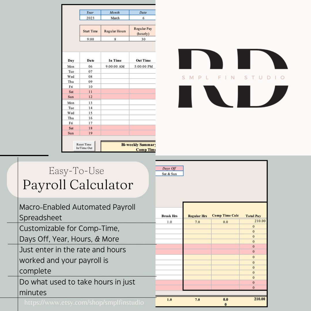 Automated Payroll Calculator | Payroll Invoice Template | Payroll Excel ...