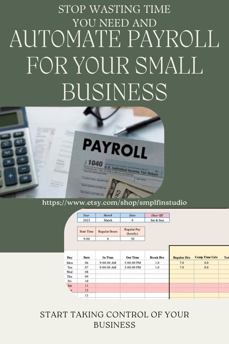 Automated Payroll Calculator | Payroll Invoice Template | Payroll Excel Spreadsheet | Employee ...