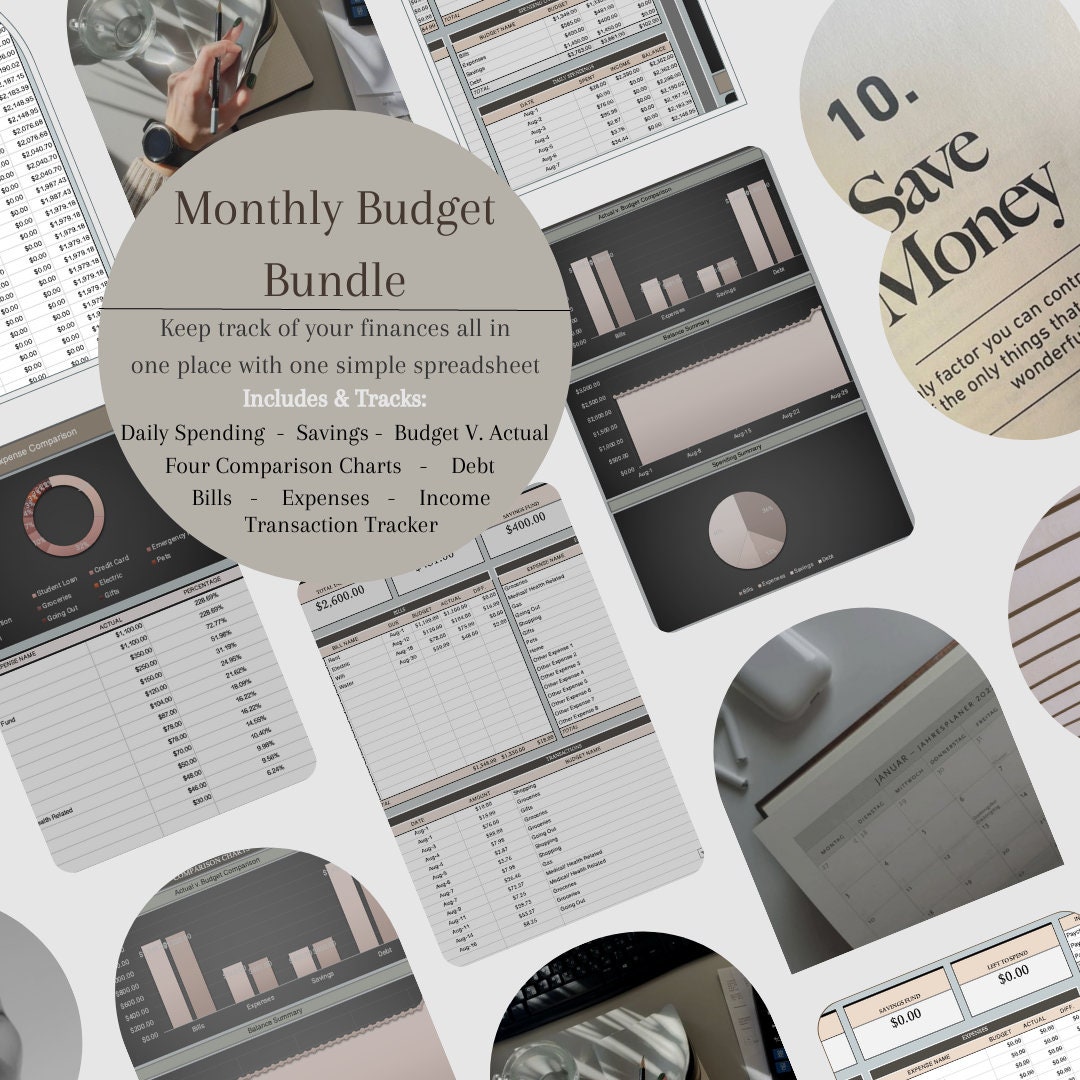 Monthly Budget Bundle | Spreadsheet Template in Excel | Expense Tracker | Financial Planner ...