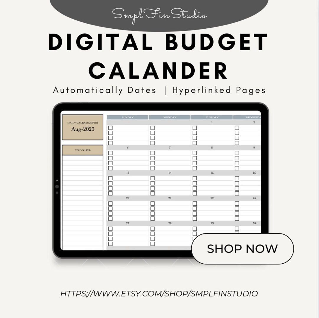 Monthly Budget Calendar | Daily Planner | Budgeting Spreadsheet ...
