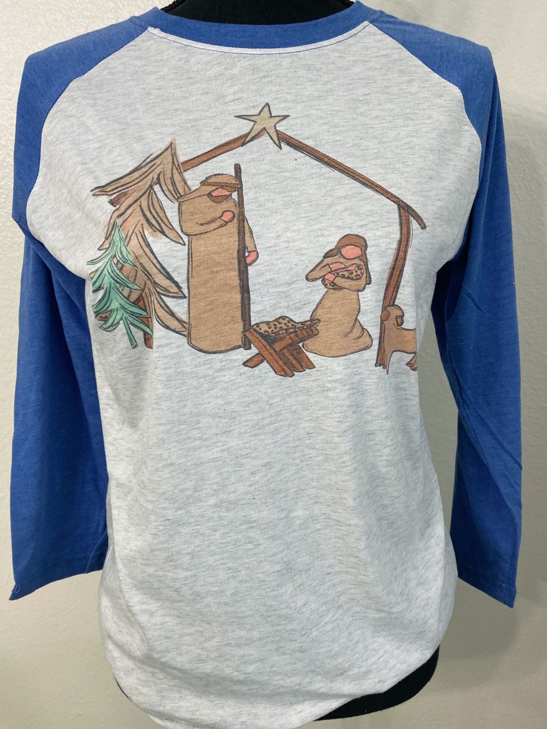 Christmas Nativity Raglan Shirt: Unisex Winter Graphic Tee - Etsy