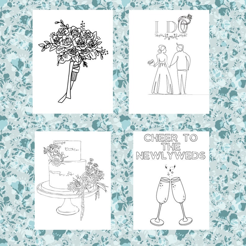 Wedding Coloring Page Set - Instant Download - Adult Coloring Book ...