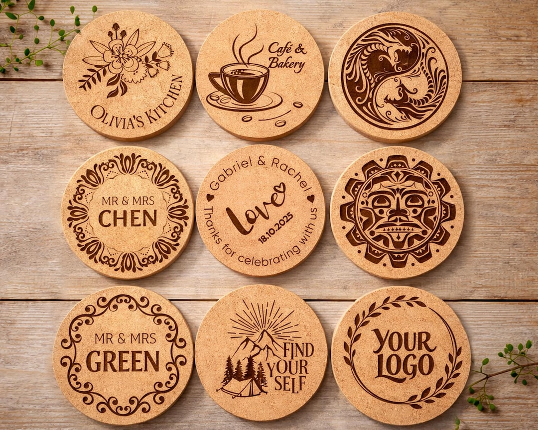 Custom Cork Coasters: Laser Engraving Your Design - Etsy