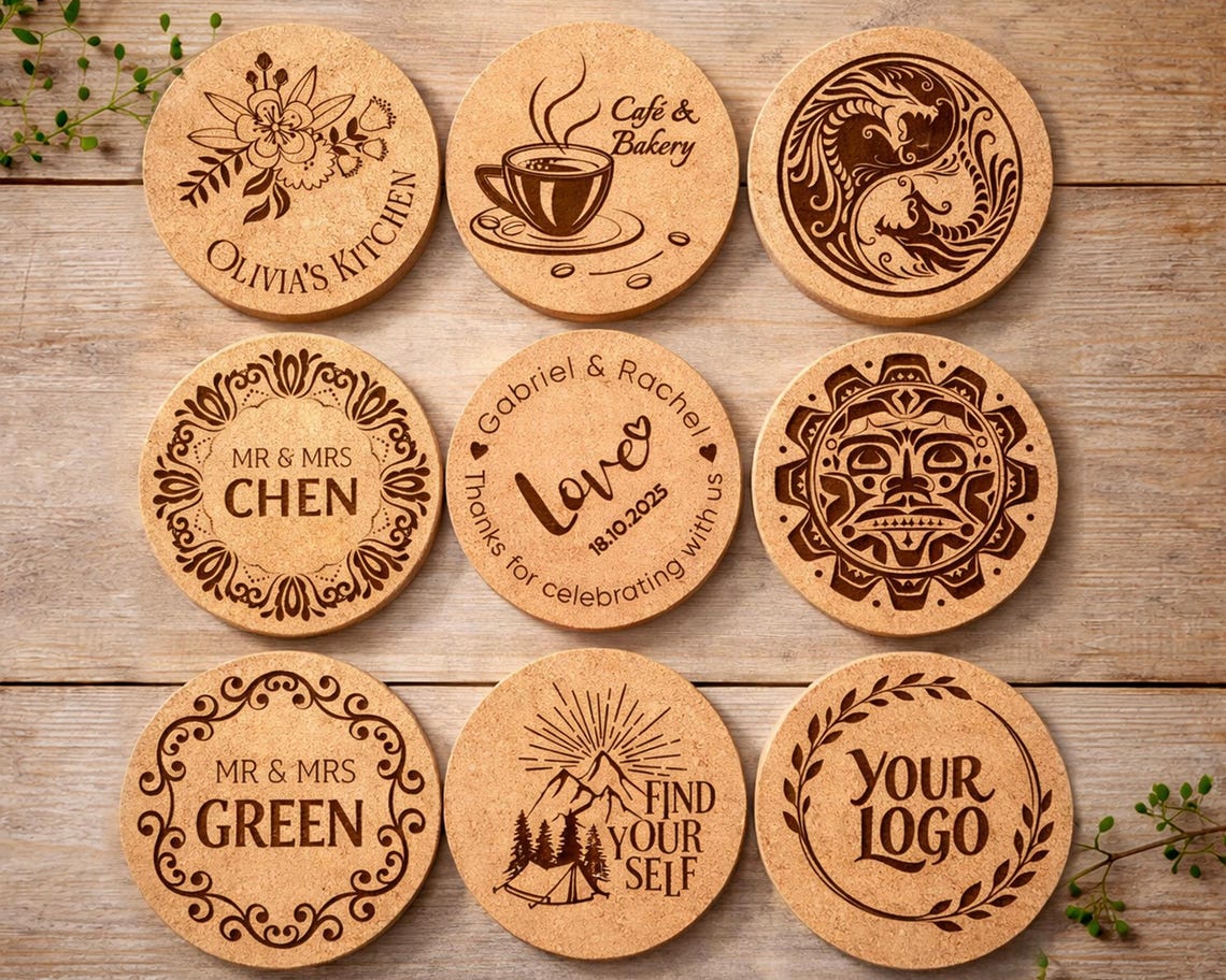 Custom Cork Coasters: Laser Engraving Your Design - Etsy