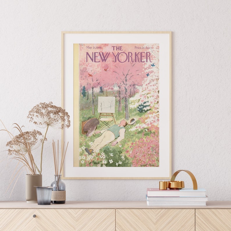 Set of 6 New Yorker Magazine Covers Pink Floral Collection 1 - Etsy