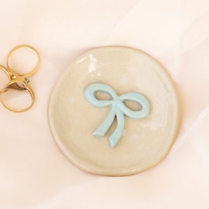 Handmade Cute Ceramic Bow Ring Dish | Blue Trinket Dish With Bows Decor ...