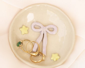 Pink Bow Tray, Jewelry Dish, Bow Ring Holder, Trinket Dishes, Bow Decor ...