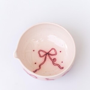 Handmade Ceramic Bows Matcha Set Chawan Pink Matcha Bowl With Bows ...