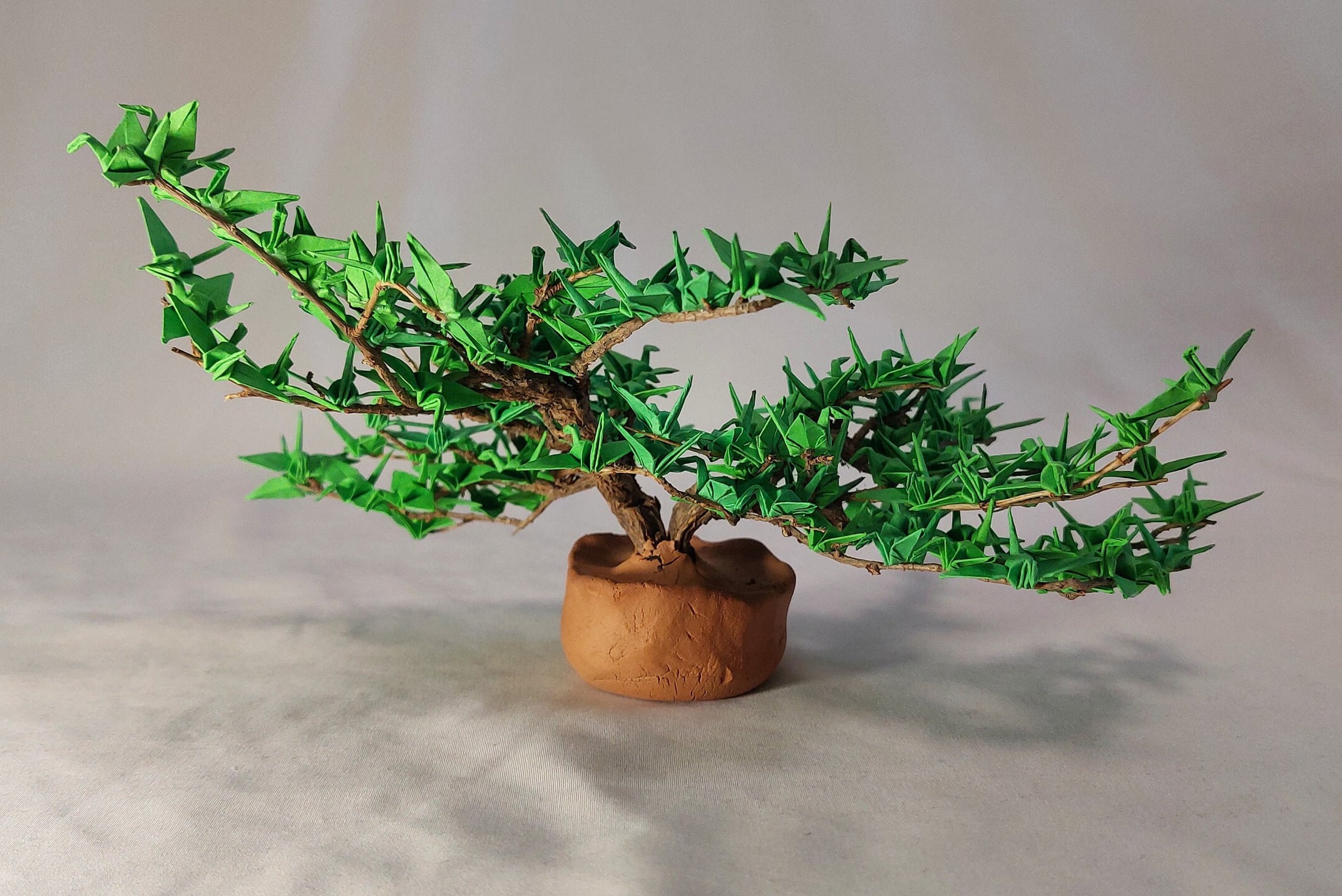 Origami Bonsai Tree Green Paper Cranes - Etsy