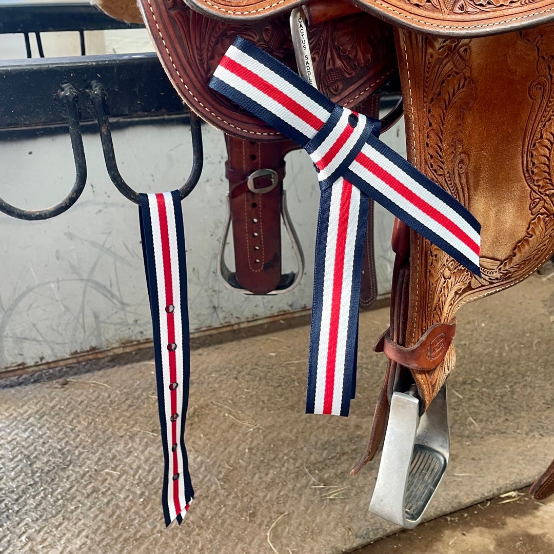 Western Latigo and off Billet Cinch Strap Set Red White and Blue ...
