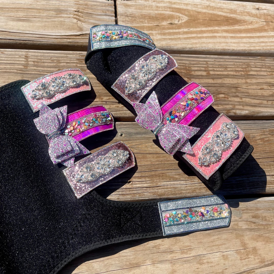 Haute Legs Custom Blinged Horse Sport Boots Black With Pink and Silver ...