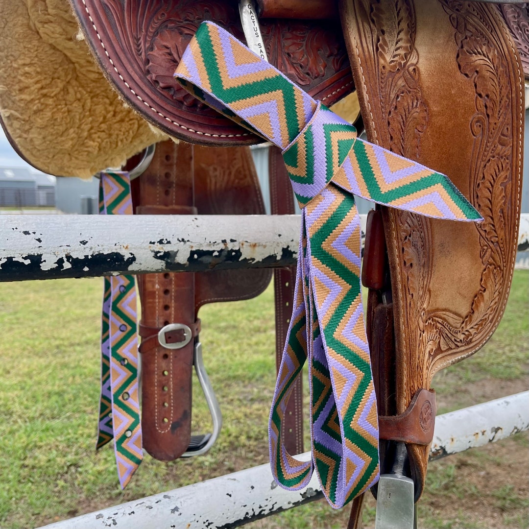 Western Latigo and off Billet Set HORSE or PONY SIZE: Lilac, Green, and ...