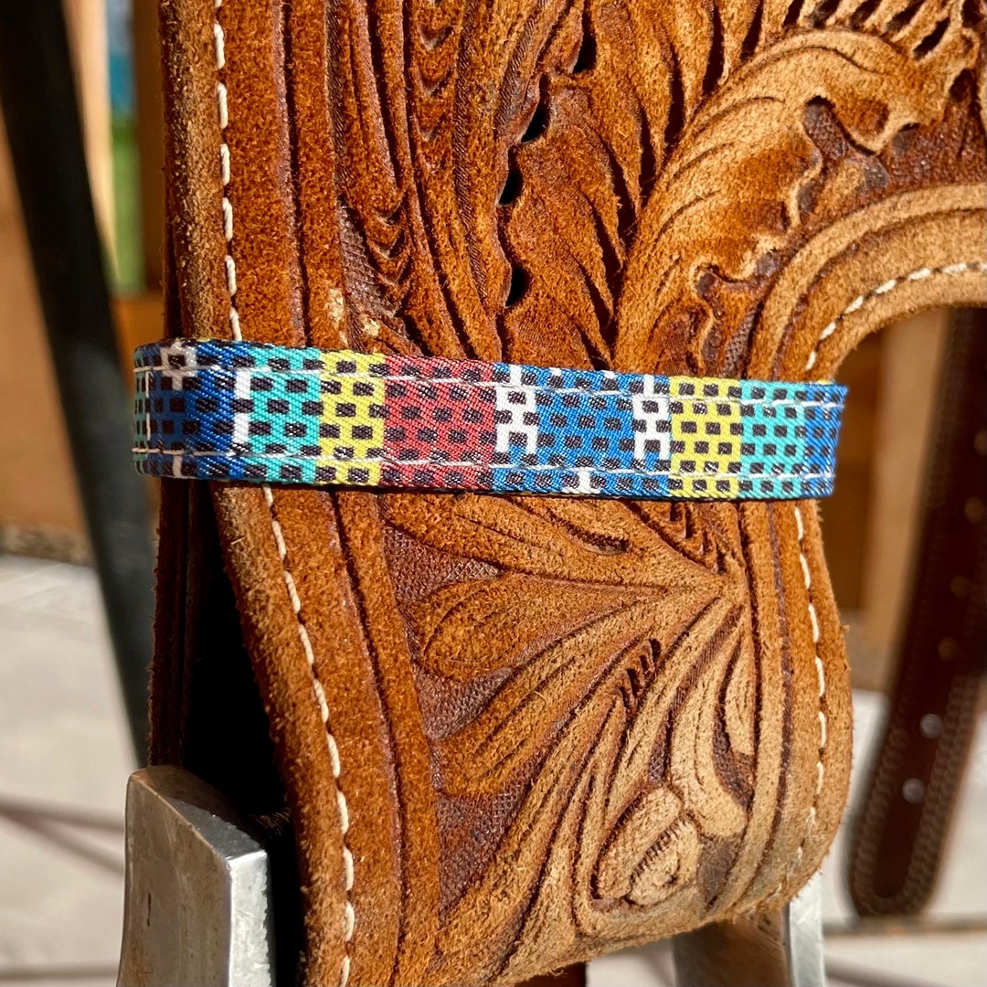 Stirrup Hobbles Teal, Blue, Red and Yellow Western Pattern Saddle ...