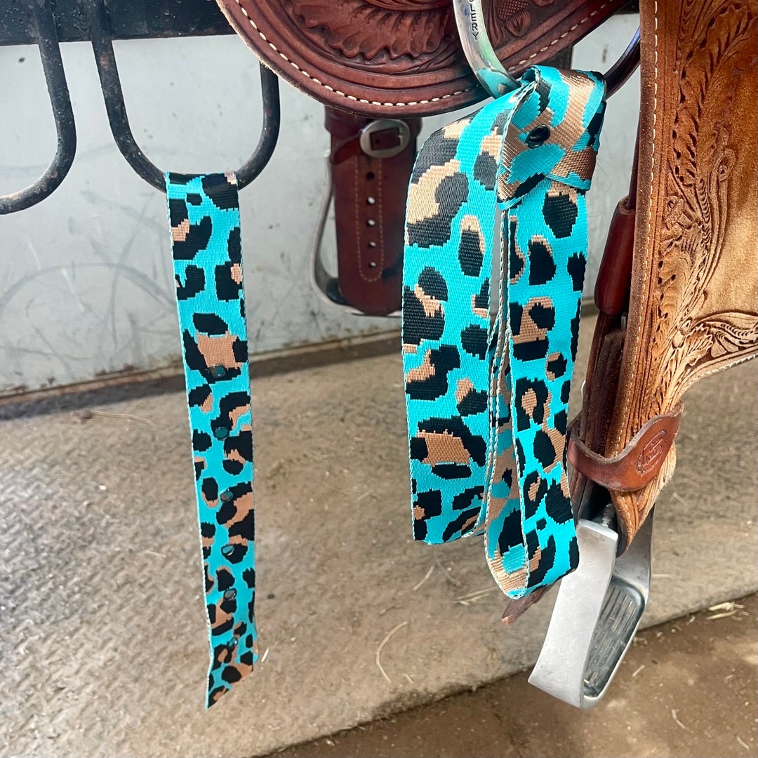 Western Latigo and off Billet Cinch Strap Set Teal/turquoise, Gold and ...