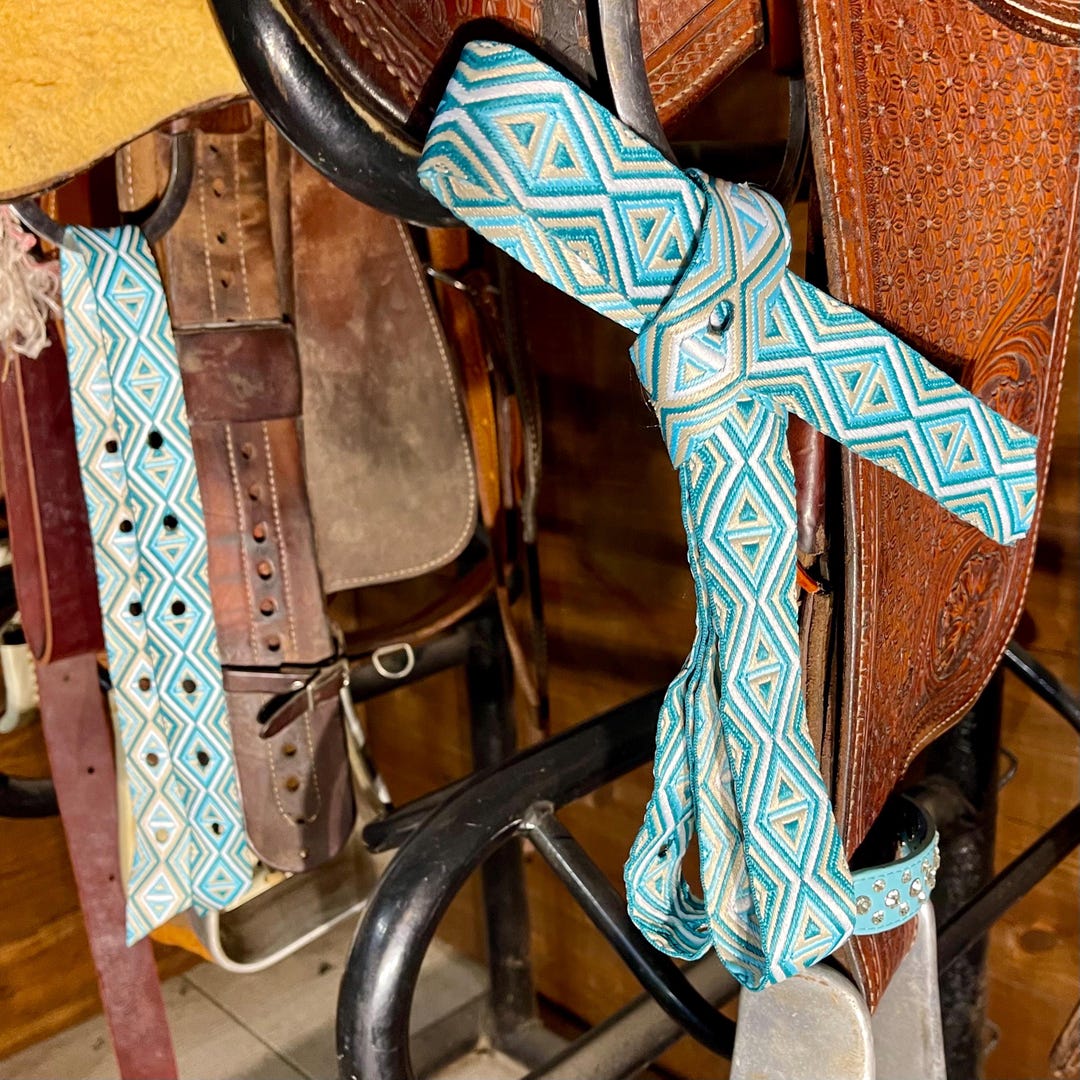 Western Latigo and off Billet Set HORSE or MINI/PONY: Blue, Cream ...