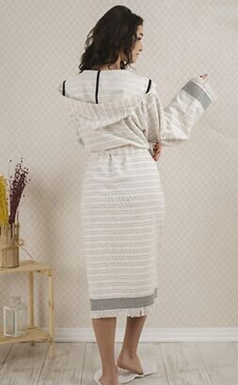 White Hooded Cotton Bathrobe for Women and Men Lightweight - Etsy
