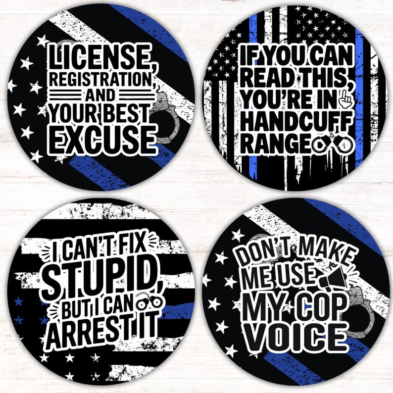 Funny Police Officer Car Coaster Bundle, Cop Round Sublimation Designs ...