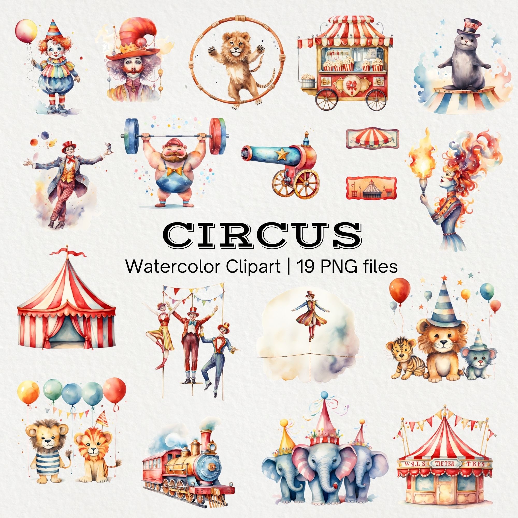 Watercolor Carnival Clipart, Carnival Png Files, Circus Print ...
