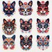 Cat Sugar Skull Clipart, Day of the Dead PNG Bundle (digital Download ...