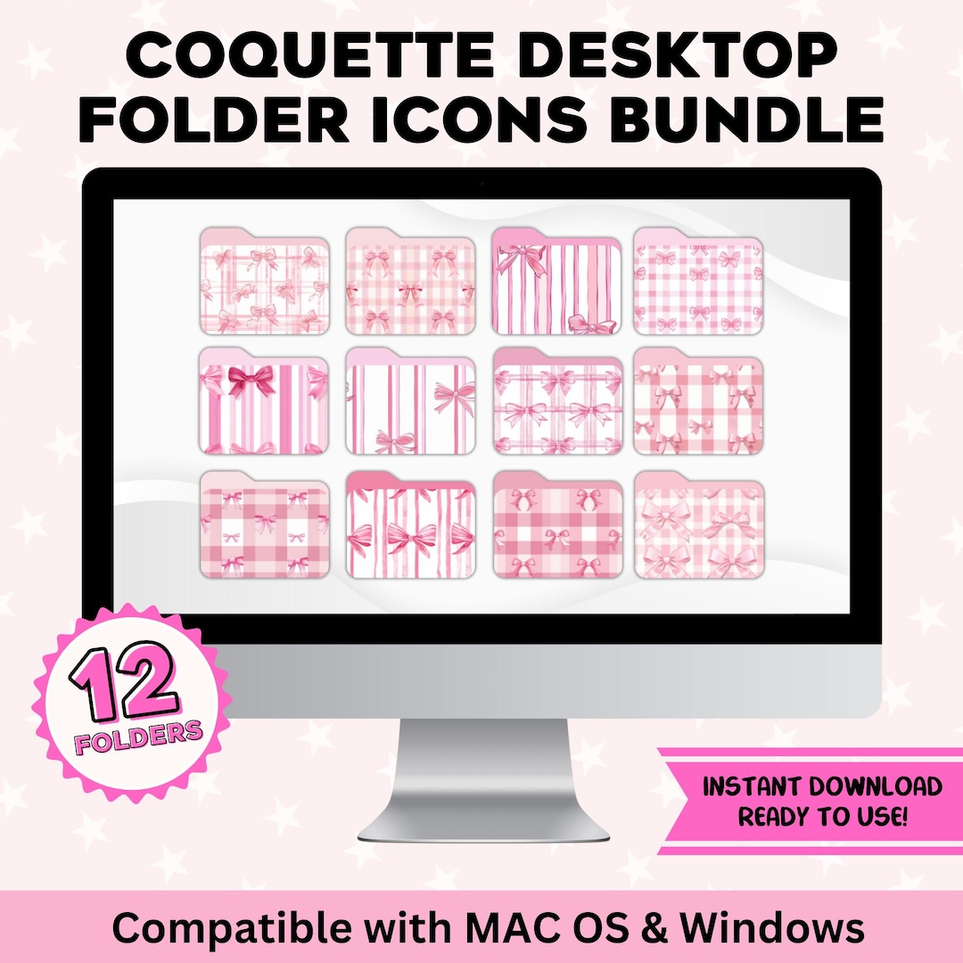 Desktop Folder Icons Bundle for Mac OS and Windows Cute Floral ...