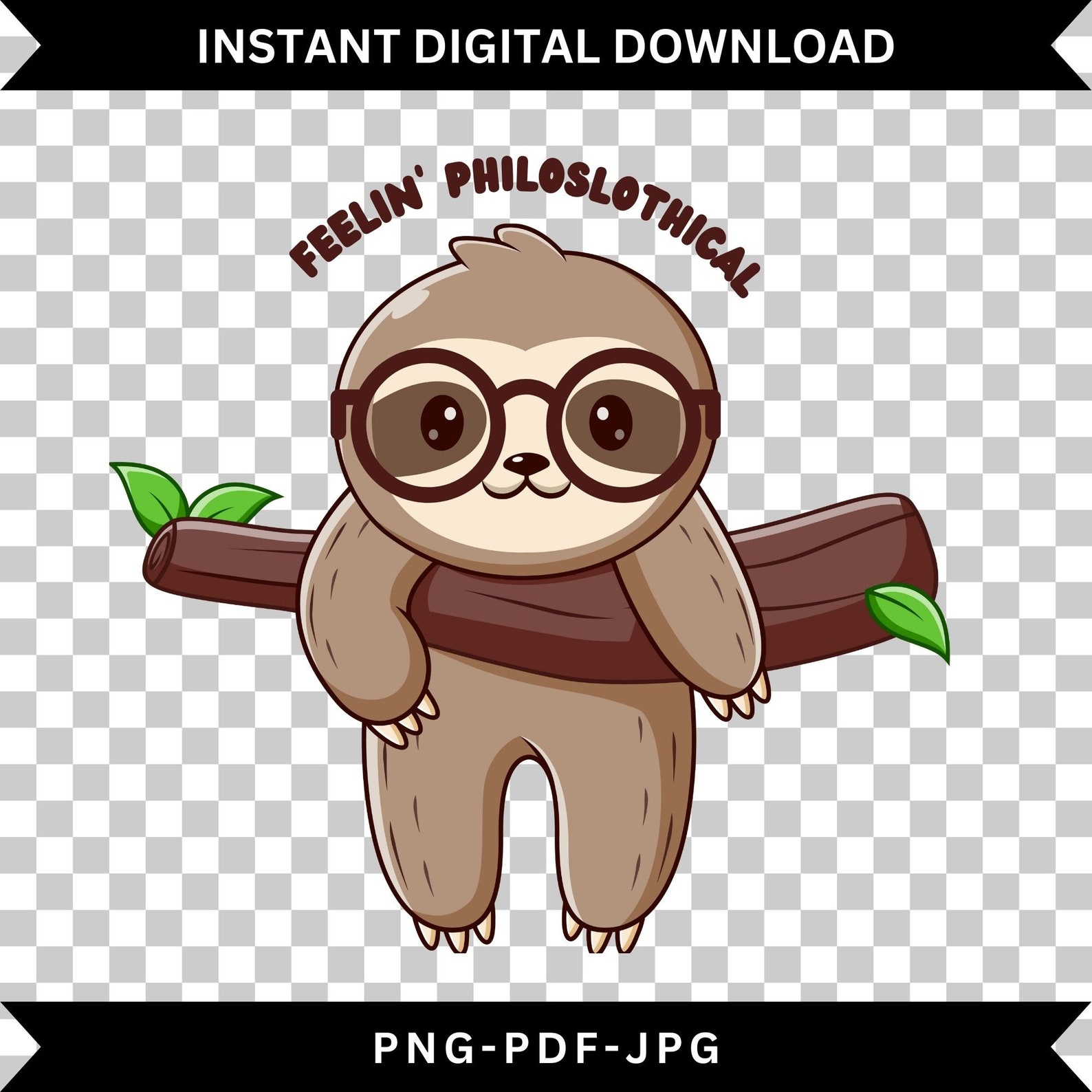 Cute Baby Sloth PNG File Sloth Clipart Sloth Gifts for Her - Etsy
