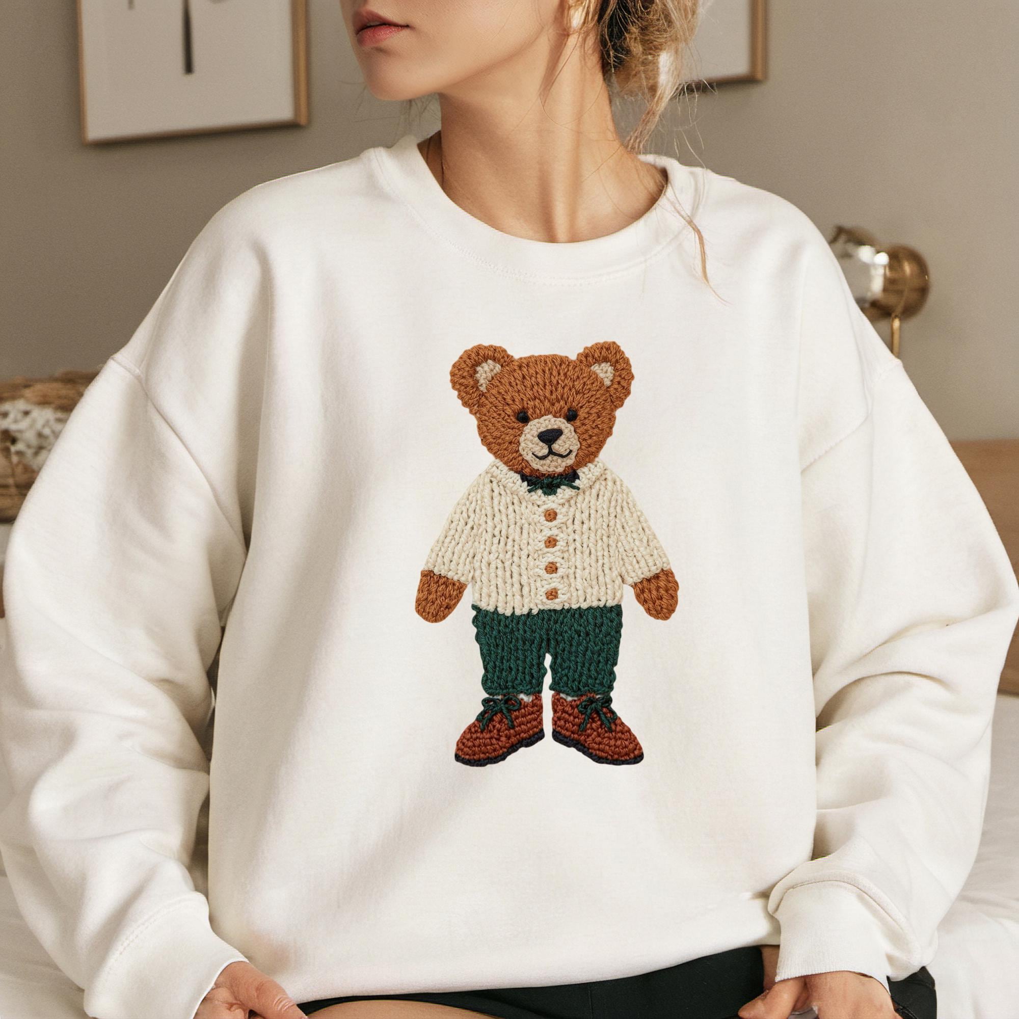 Preppy Teddy Bear Clipart Bundle, Faux Embroidery Tshirt Sublimation ...