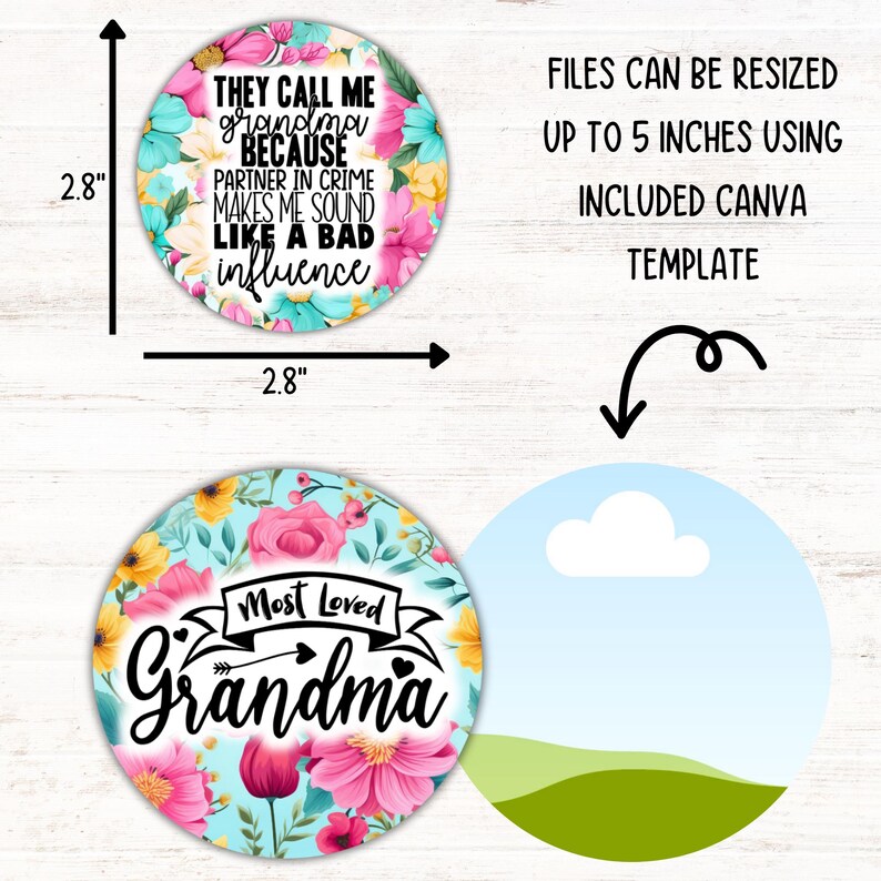 Funny Grandma Car Coaster PNG Bundle, Sarcastic Floral Round ...